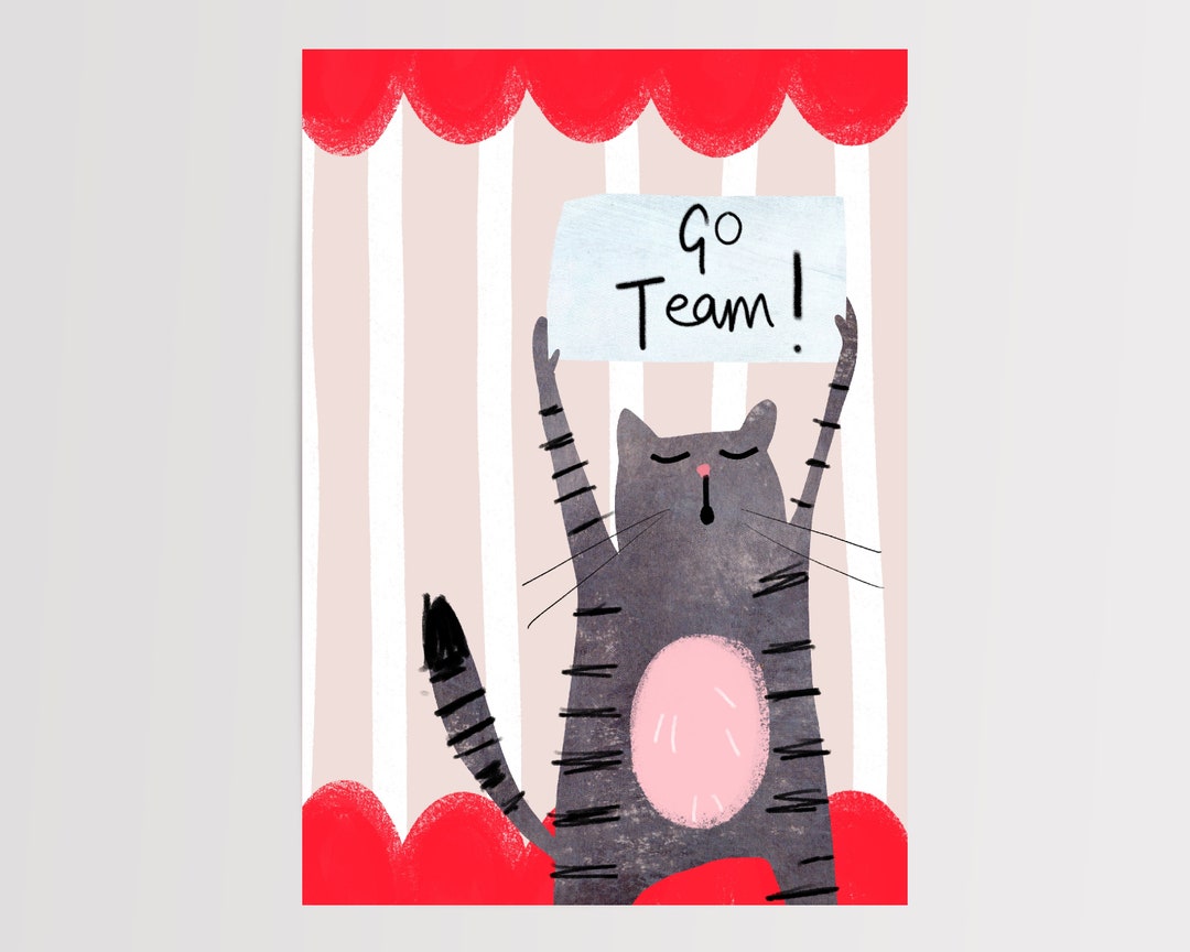 Go Team! Cat | Cheerleader | Grey Cat | Family | Carnival | Happy ...