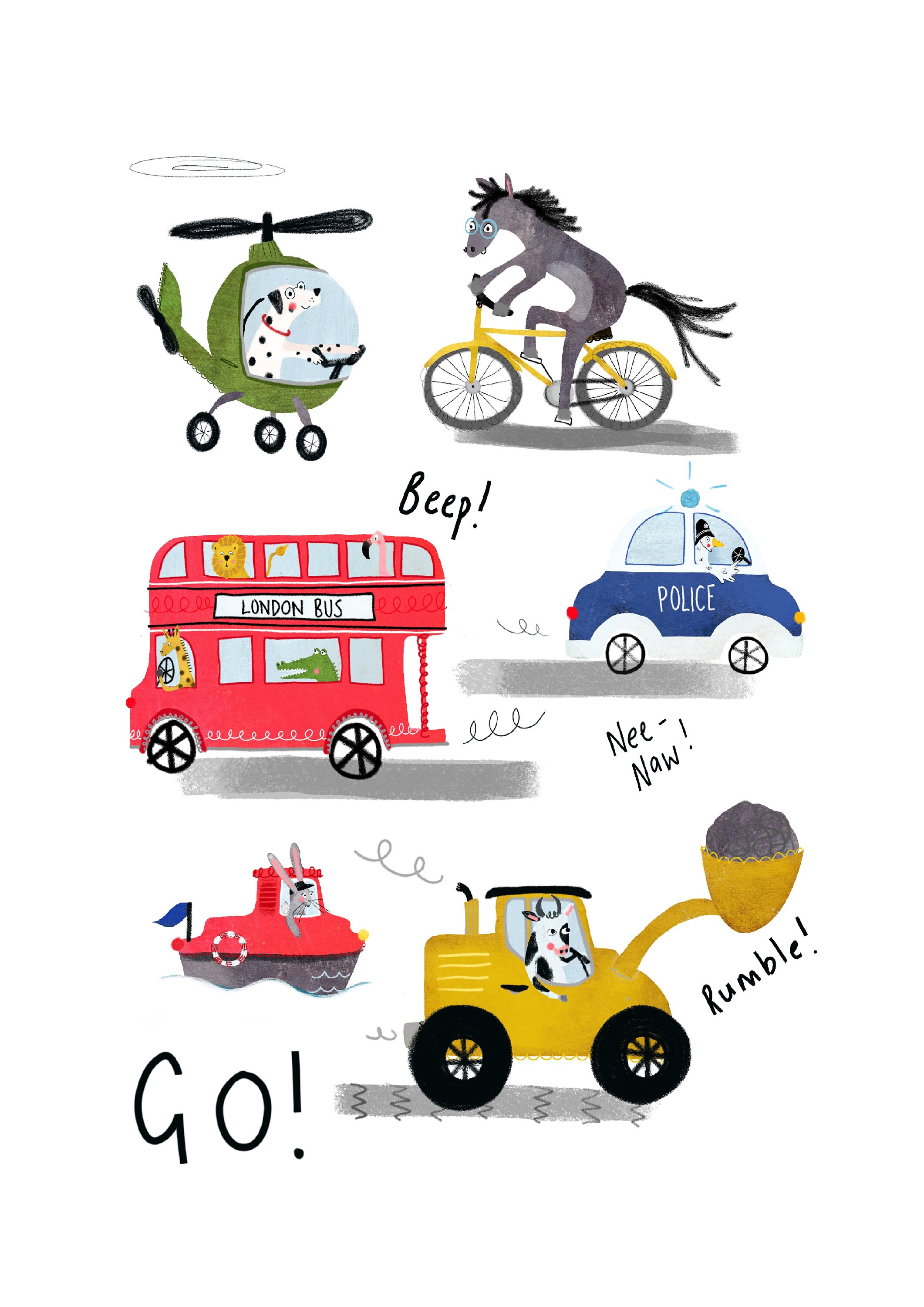 Vehicles Print | Nursery | Tractor | Wall Art | Children's Art | Kids ...