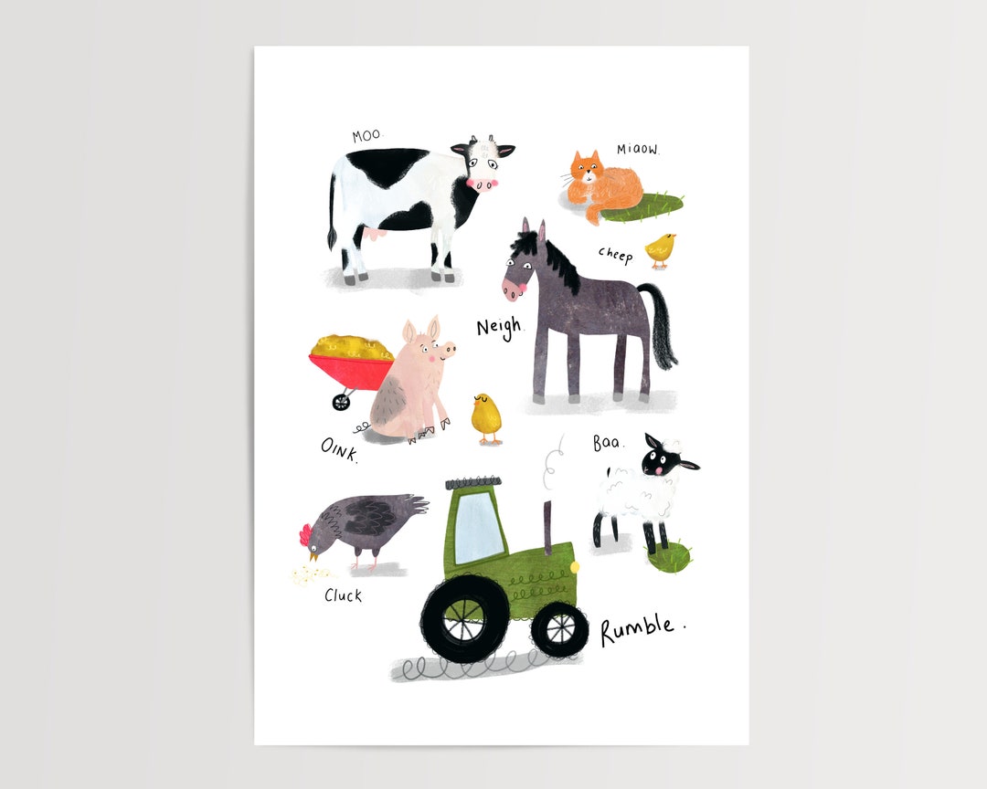 Farm Print | Nursery | Farm Animals | Wall Art | Children's Art | Kids ...