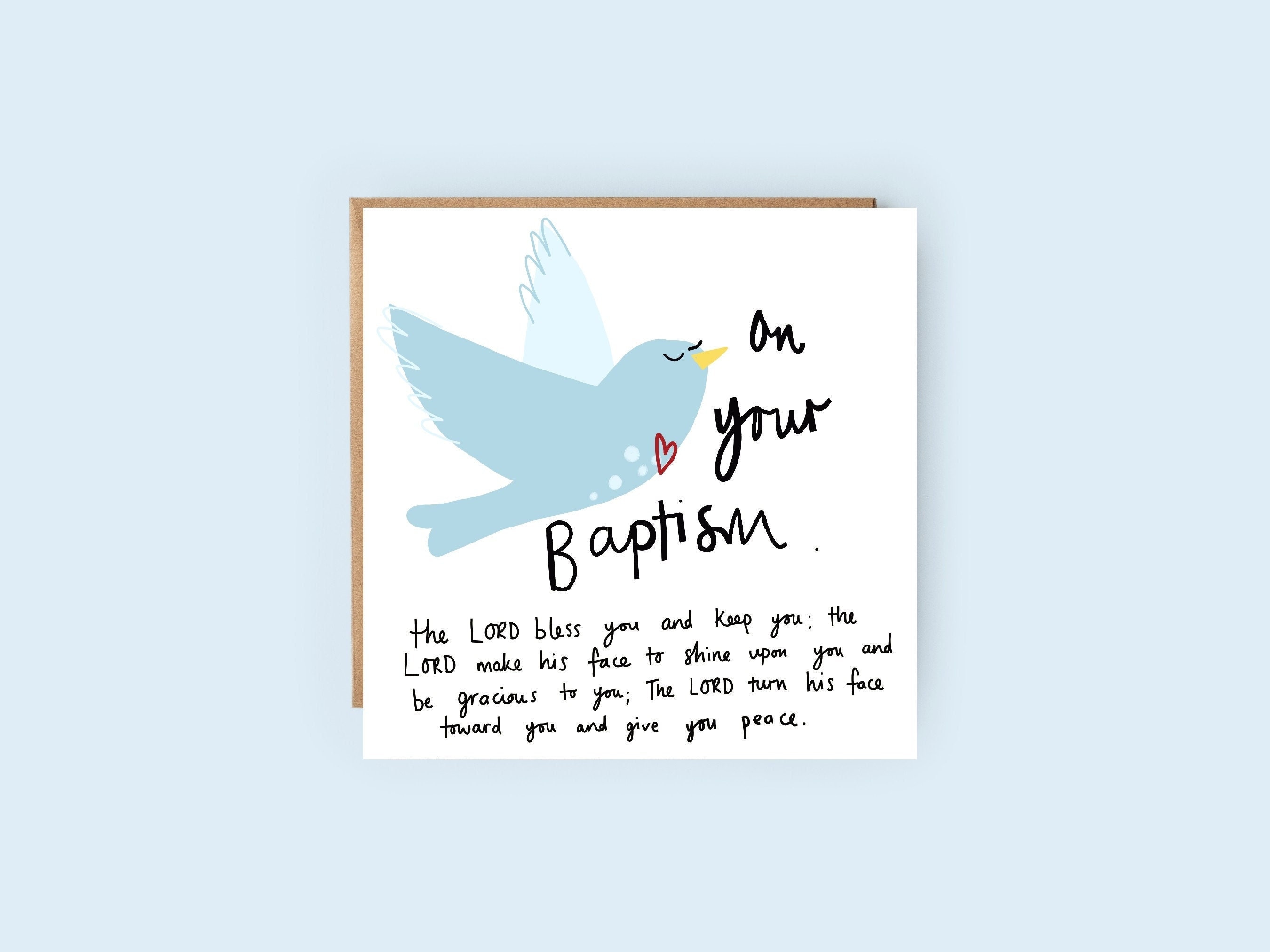 Baptism Card | Blue| Bird | Dove | Baptised | Christian Card | Faith ...