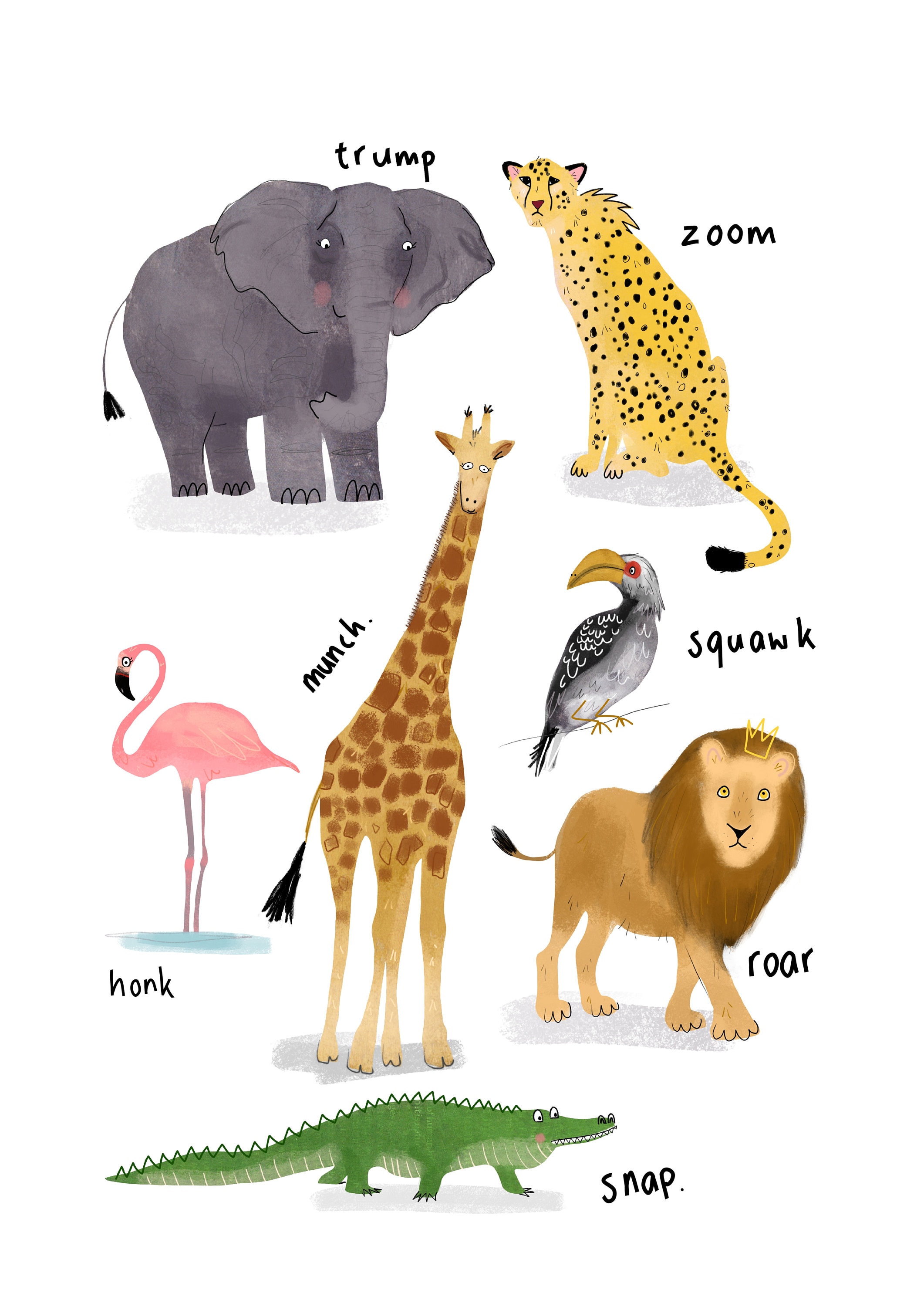 Jungle Print Nursery Wild Animals Wall Art Children's Art Kids Room ...
