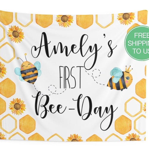 Bee Backdrop Bumble Bee Banner Little Honey Birthday Party | Etsy