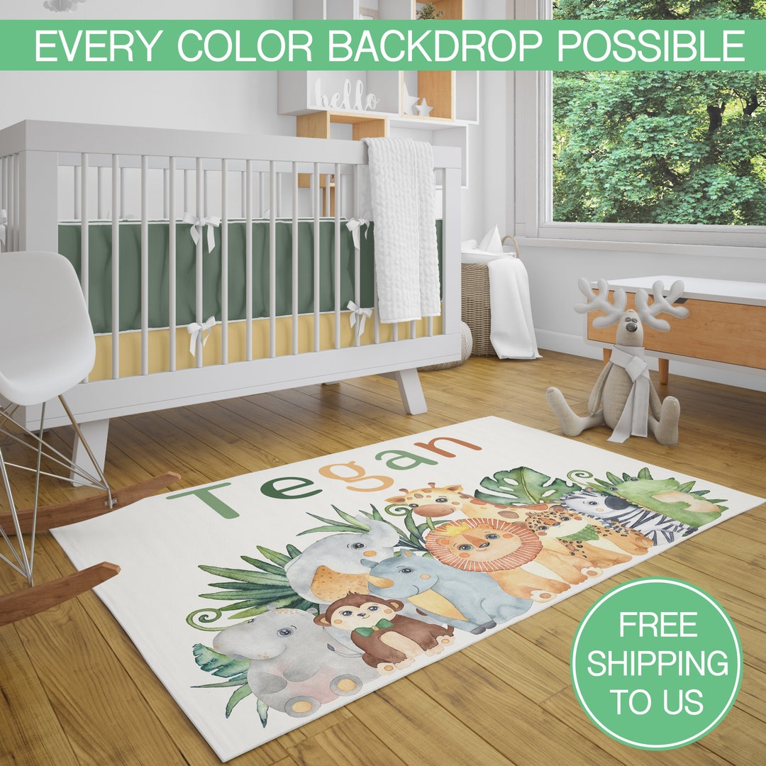 Safari Animal Rug, Safari Animal Nursery Carpet, Play Mat, Jungle ...