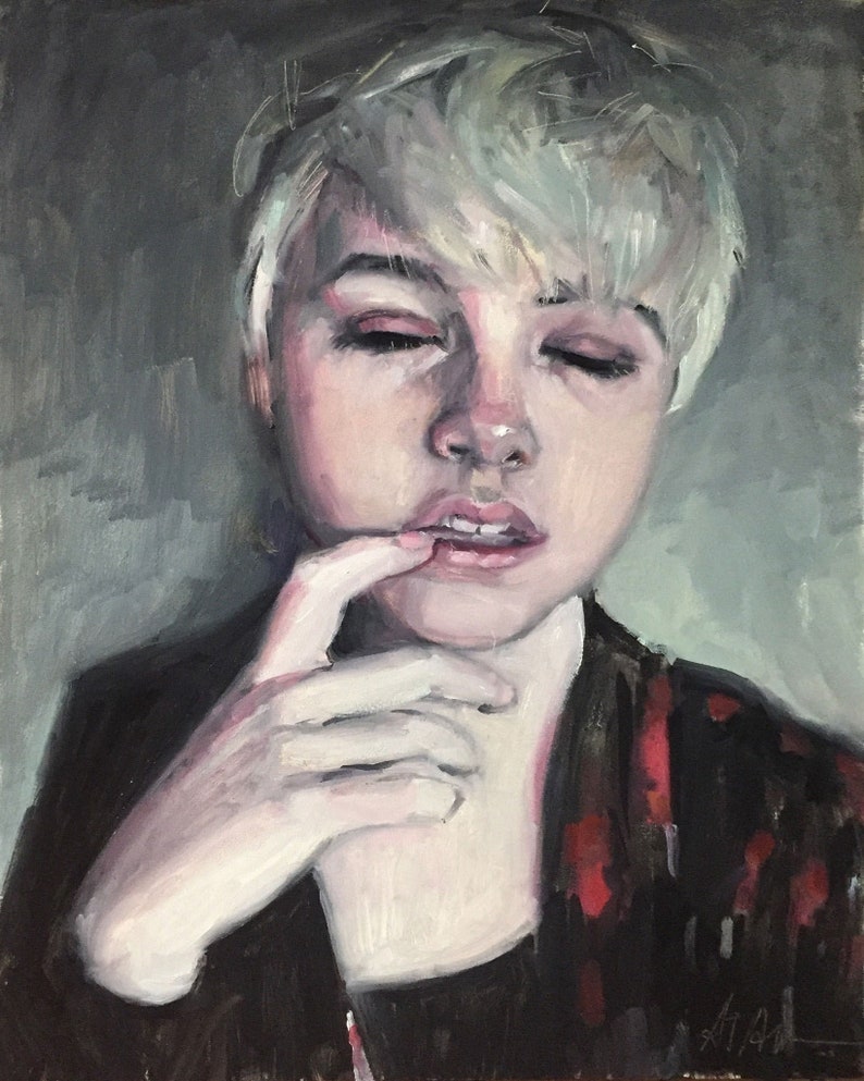 Beautiful Woman Oil Painting fragile Hand - Etsy