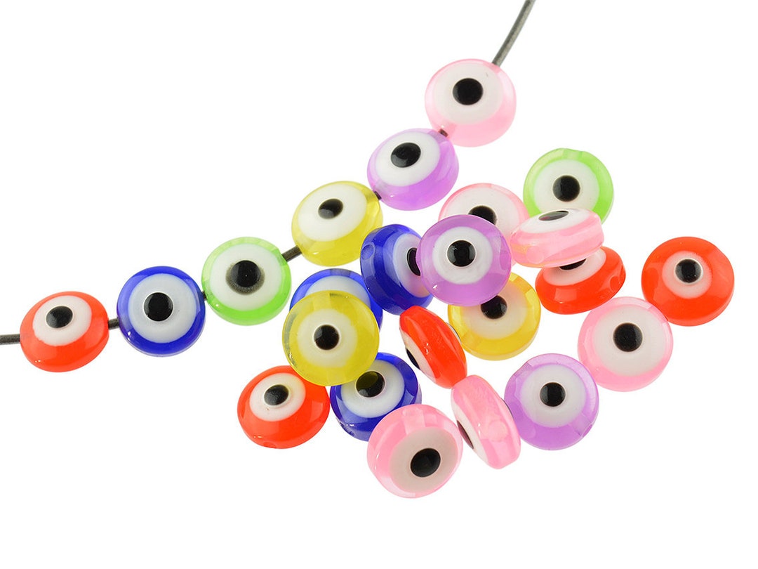 0.23 Eur/piece Acrylic Beads With a Nazar Boncugu in Color Mix 8 Mm 10 ...