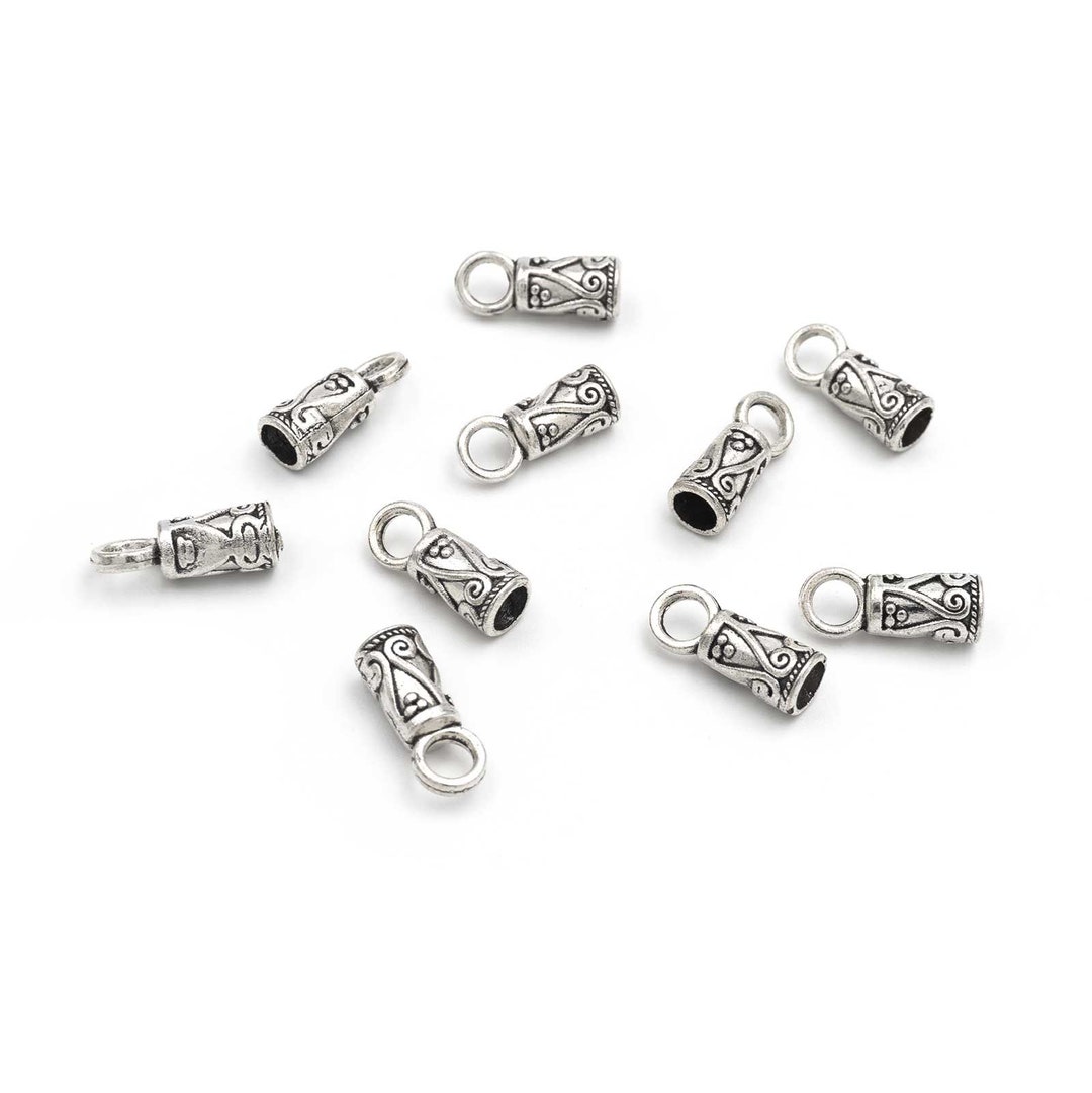 End Caps With Decorations for 4mm Ribbons in Antique Silver 10 Pieces ...