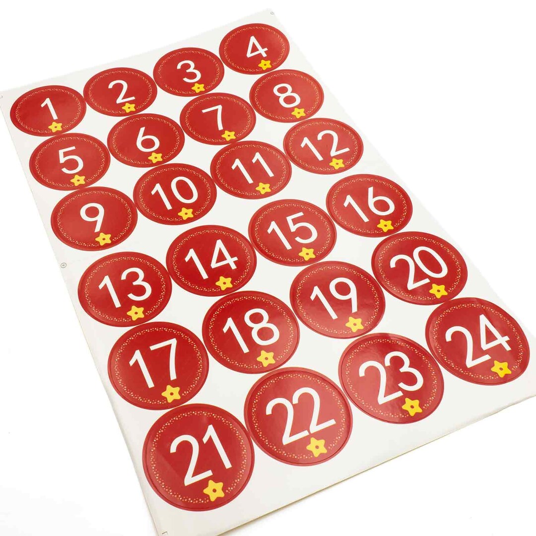 Red Round Stickers 1 to 24 With Discreet Motif One Sheet 1 Piece ...
