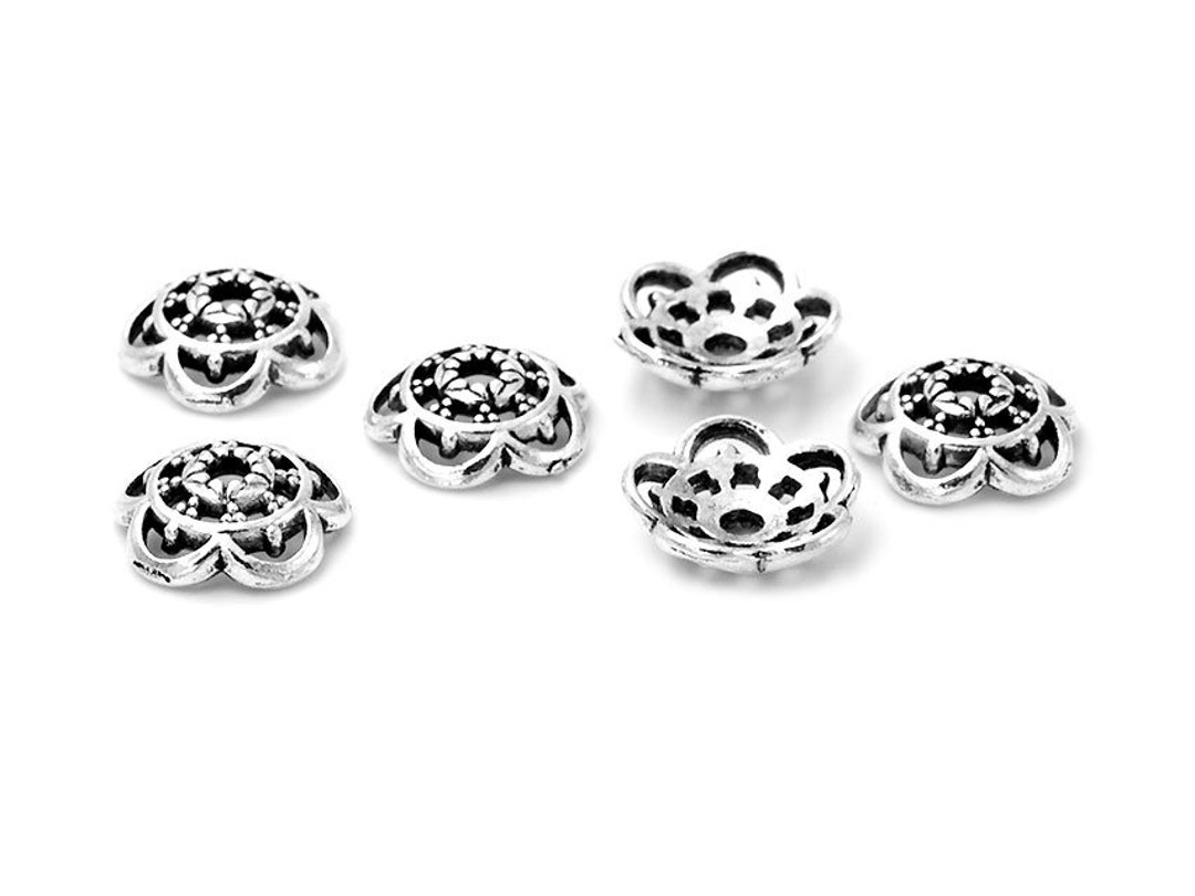 0.08 Eur/piece Pearl Caps in Flower Shape in Antique Silver With 10 Mm ...