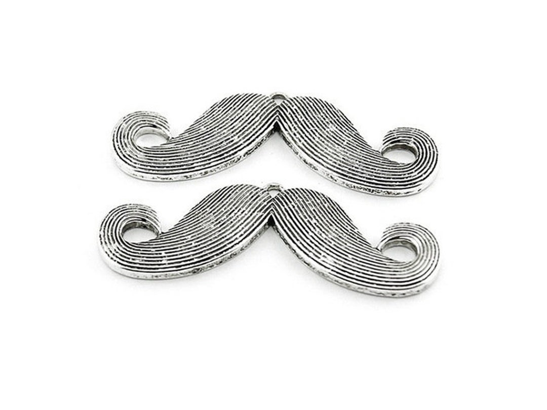 1.24 Eur/piece 2 Moustache Beards Antique Silver Statement Beard - Etsy