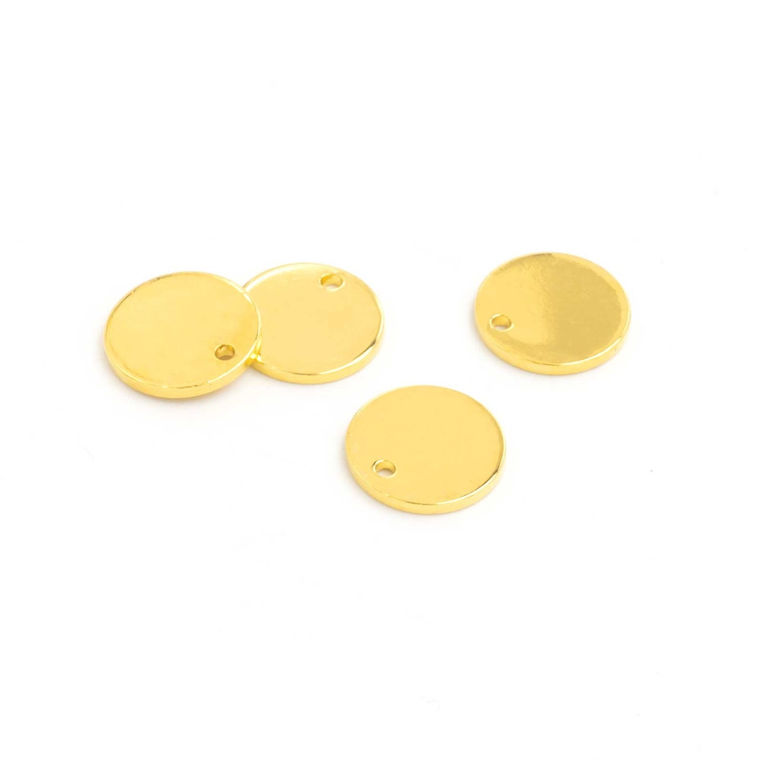 Small Round Brass Plates in Gold Color 10mm 4 Pieces Vintageparts DIY ...