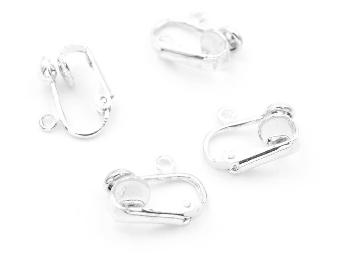 Ear Clips With Eyelet in Platinum Colors 4 Pieces From Vintageparts to ...