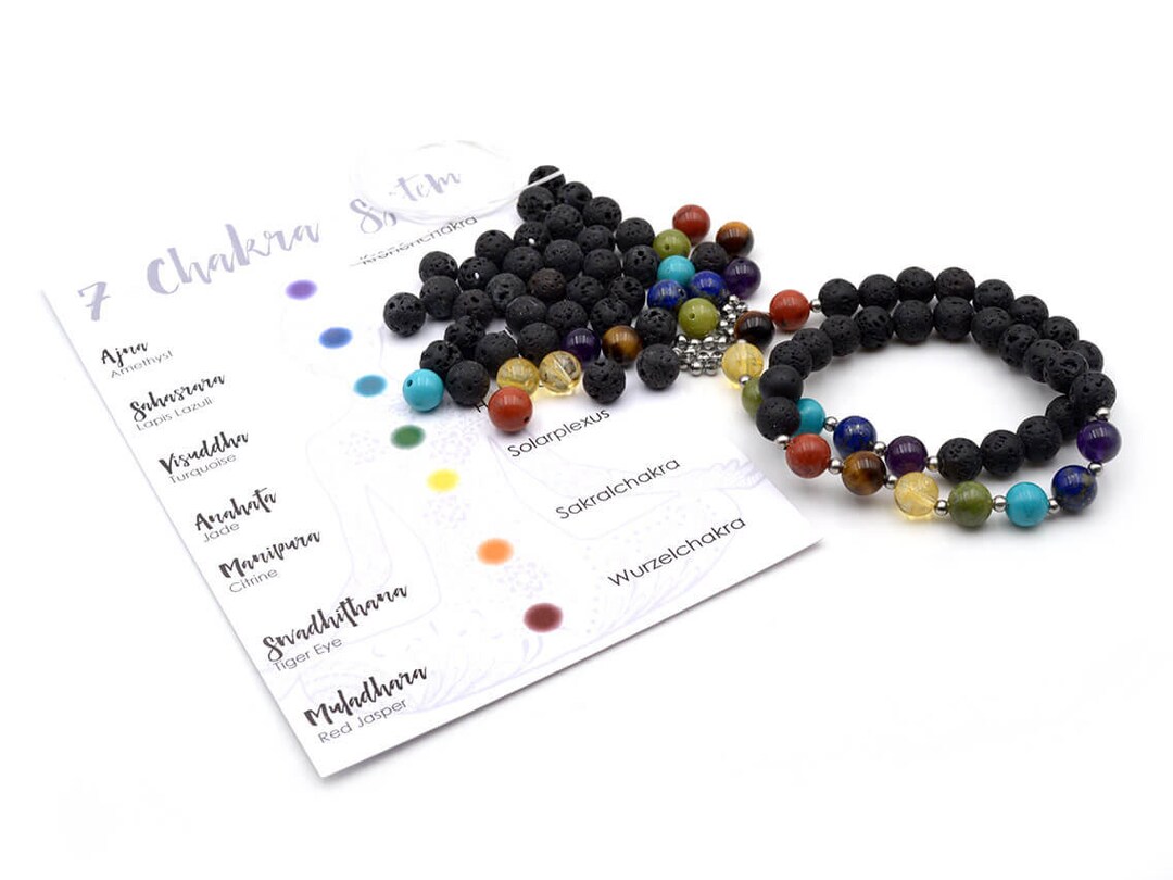 15,62 Eur/piece Bead Craft Set Chakra With Natural Stone Beads and ...