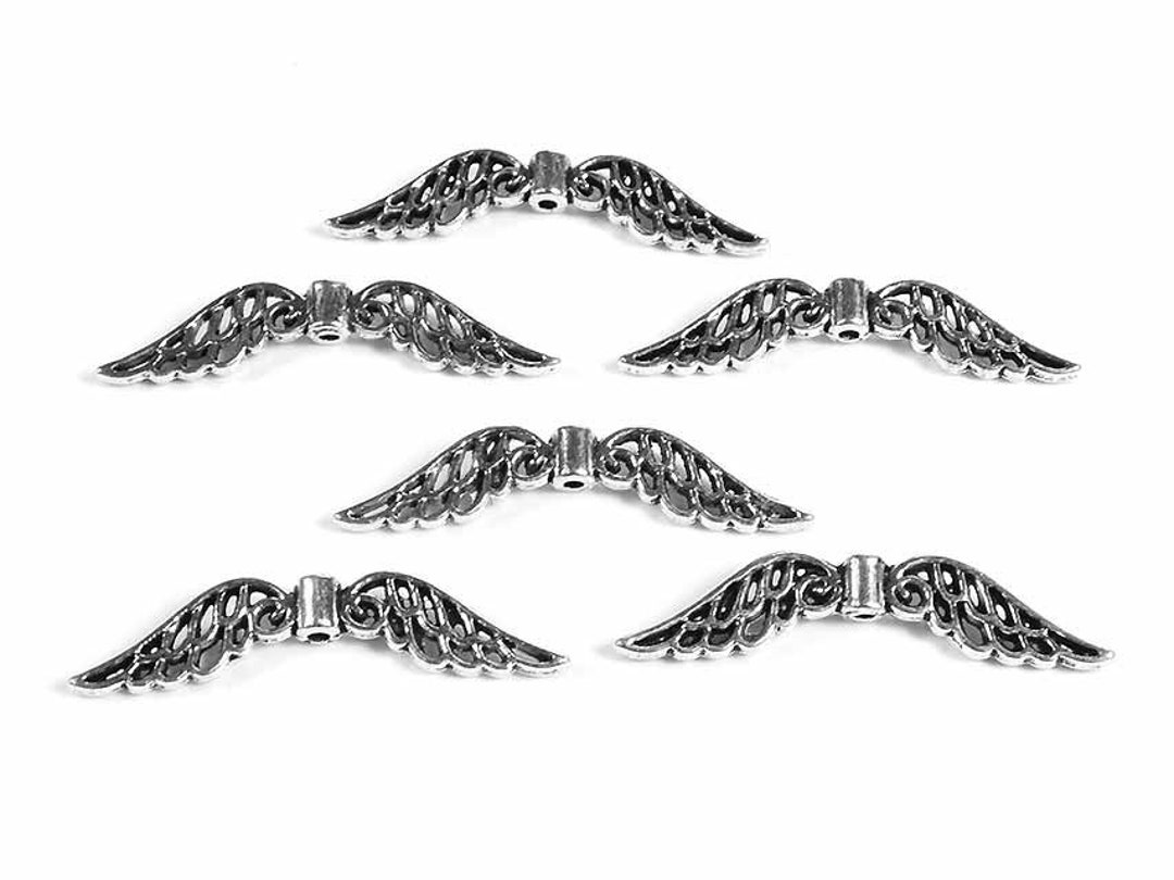 0.24 Eur/piece Filigree Angel Wings in Antique Silver Platinum Plated ...