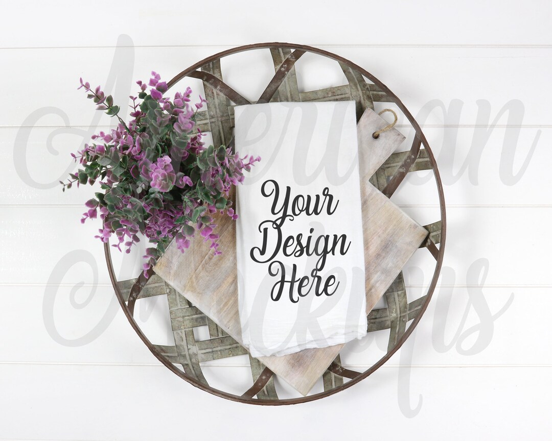 Fall Farmhouse Tea Rag Mockup, Kitchen Towel, Tea Towel Flat Lay Styled ...