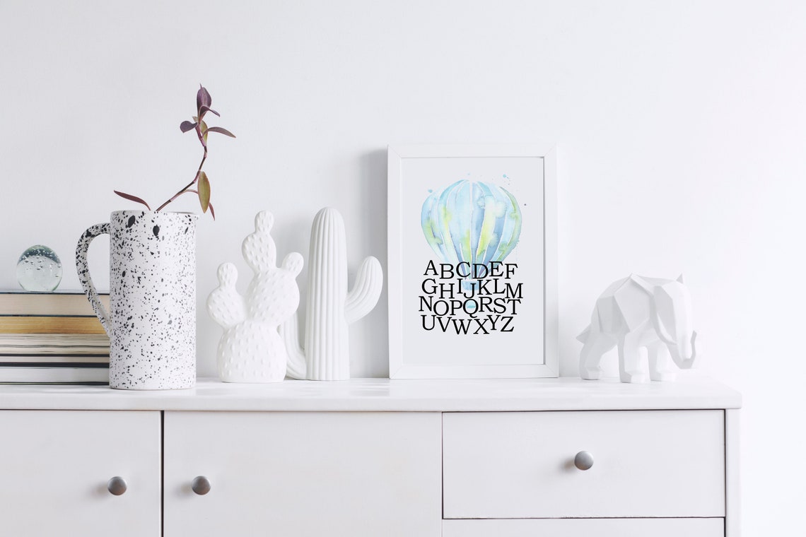 Blue Hot Air Balloon Alphabet Digital Download Decor Kids - Etsy