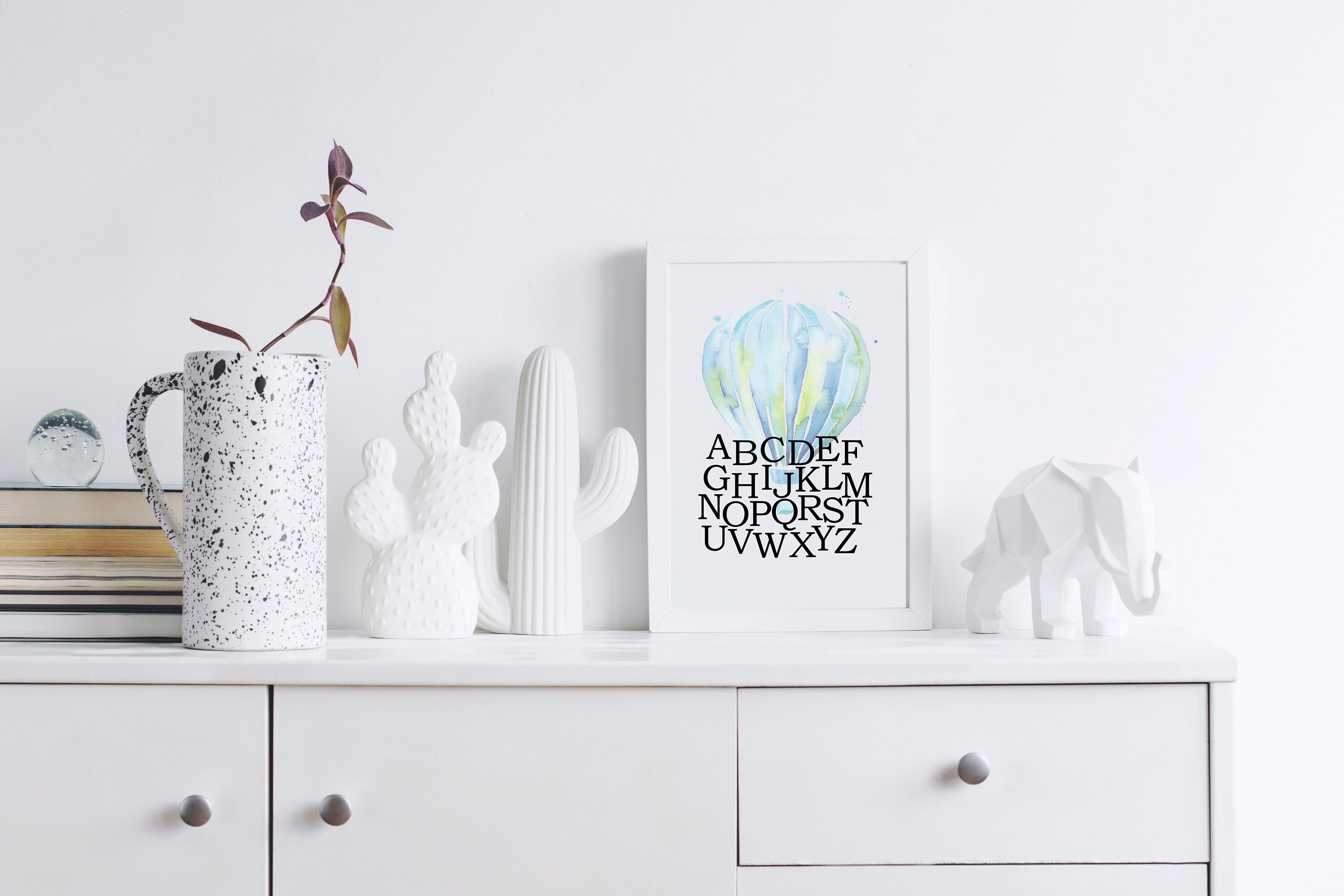 Blue Hot Air Balloon Alphabet Digital Download Decor Kids | Etsy