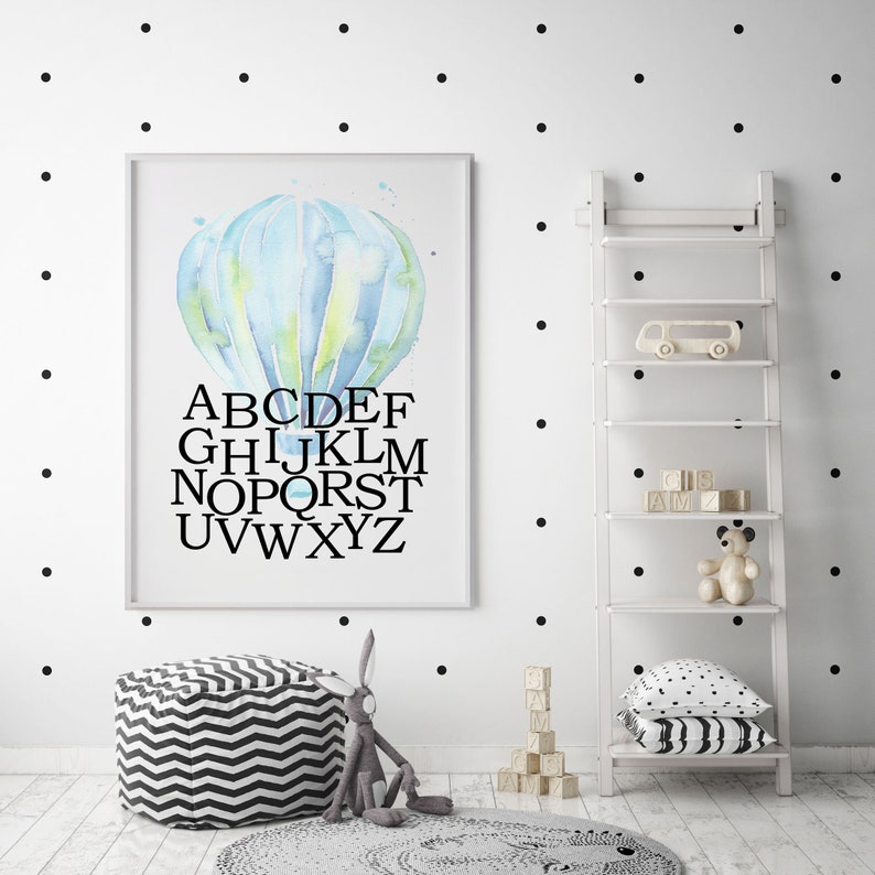 Blue Hot Air Balloon Alphabet Digital Download Decor Kids - Etsy