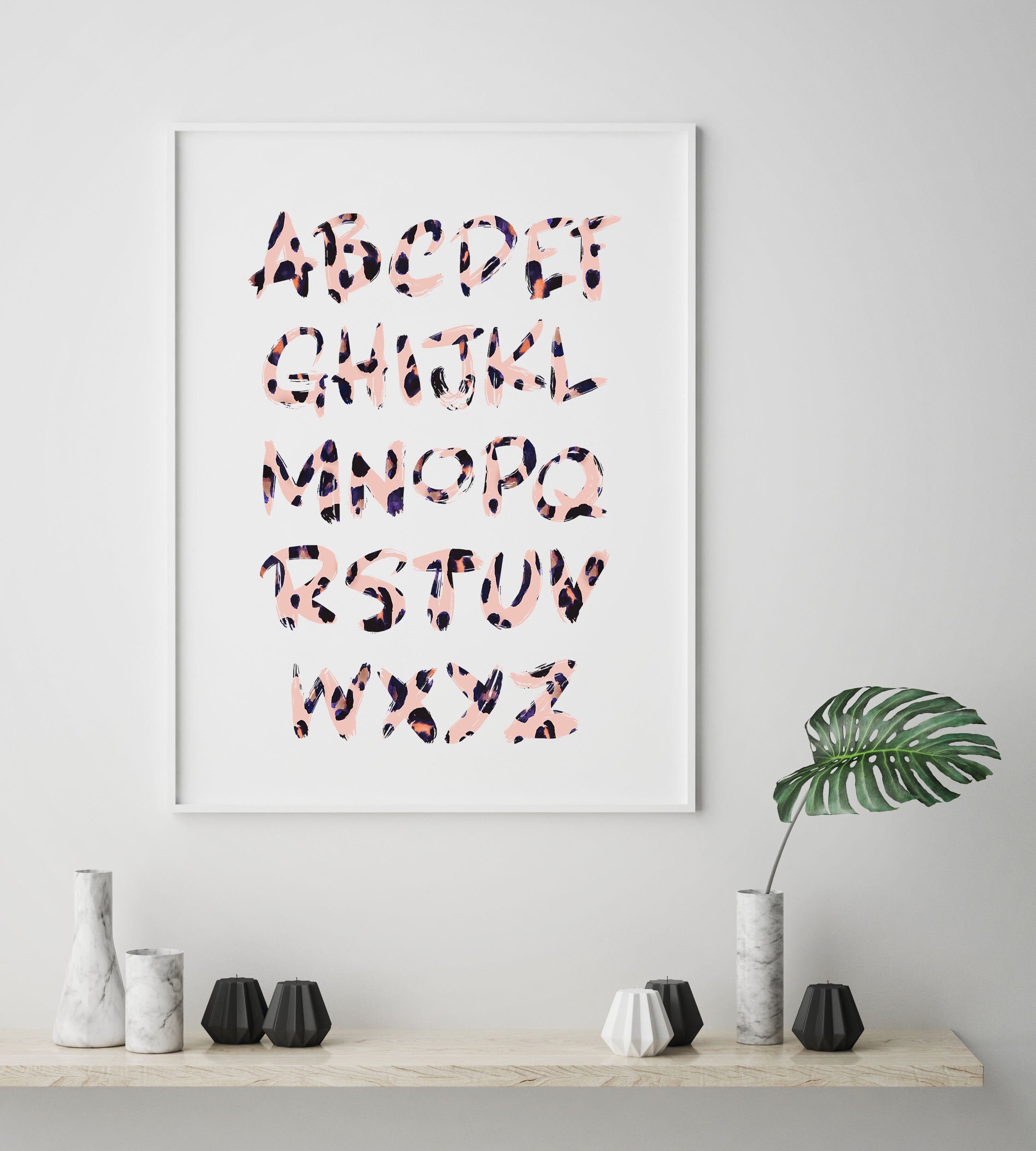 Pink Leopard Print Alphabet ABC Print: Framed A4 A3 Decor - Etsy