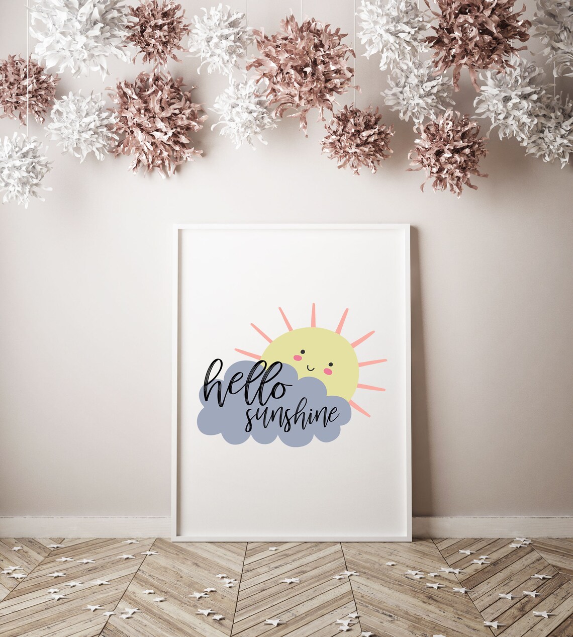 Name A4 Framed Hello Sunshine Weather Pastel Print: Decor - Etsy