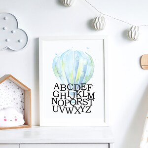 Blue Hot Air Balloon Alphabet Digital Download Decor Kids - Etsy
