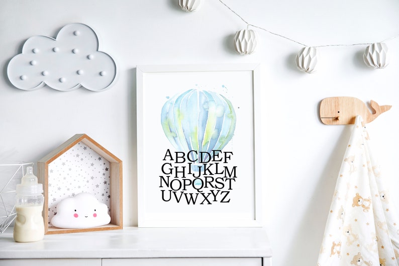 Blue Hot Air Balloon Alphabet Digital Download Decor Kids - Etsy
