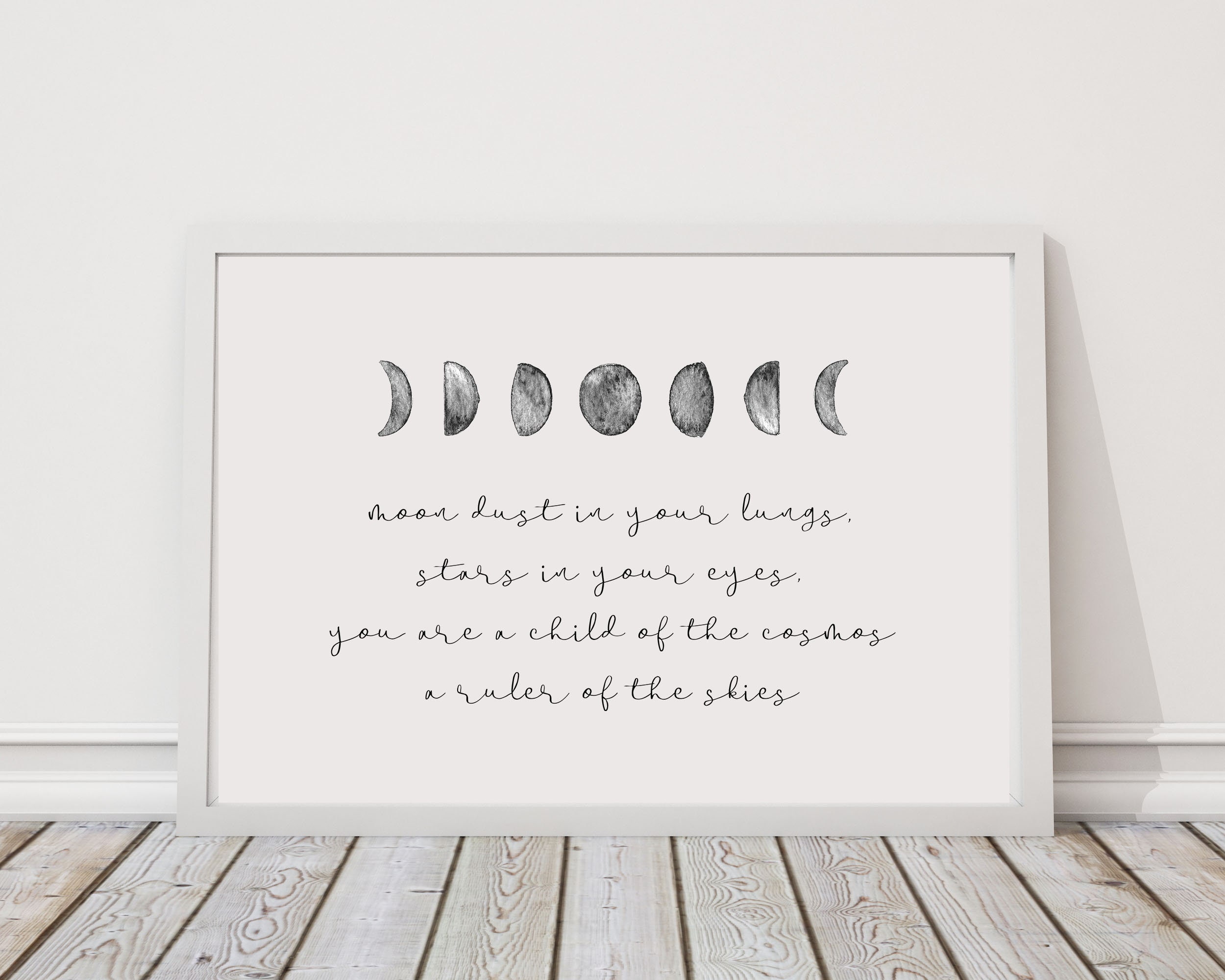 Moon Phases Quote Framed Print Custom Wall Art, Home, Watercolour - Etsy UK