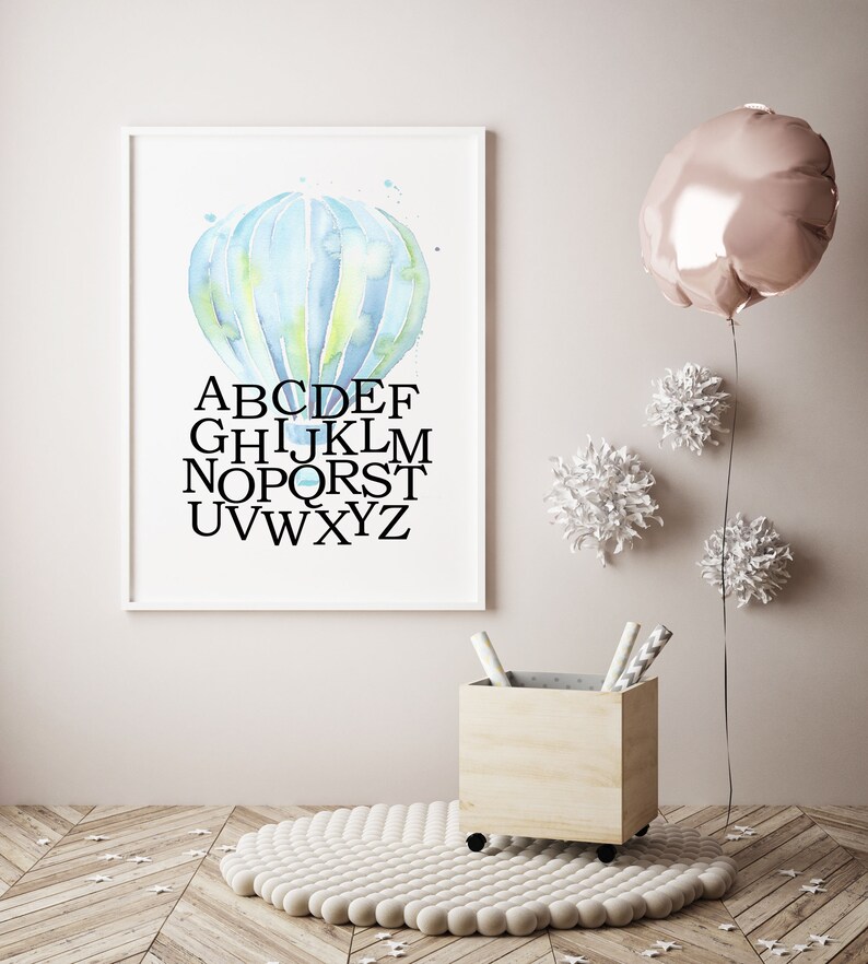 Blue Hot Air Balloon Alphabet Digital Download Decor Kids - Etsy