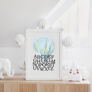 Blue Hot Air Balloon Alphabet Digital Download Decor Kids - Etsy