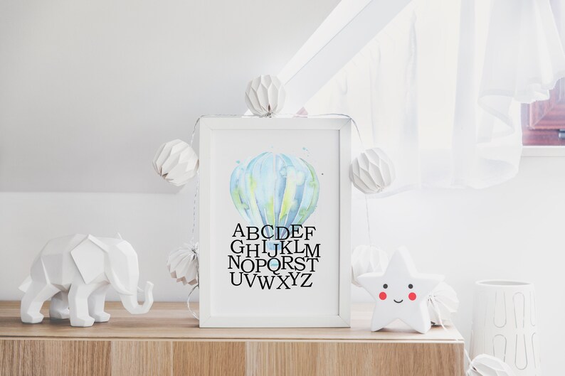 Blue Hot Air Balloon Alphabet Digital Download Decor Kids - Etsy