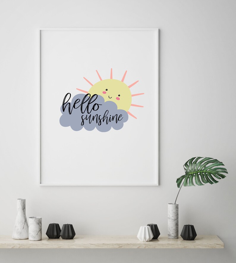 Name A4 Framed Hello Sunshine Weather Pastel Print: Decor | Etsy