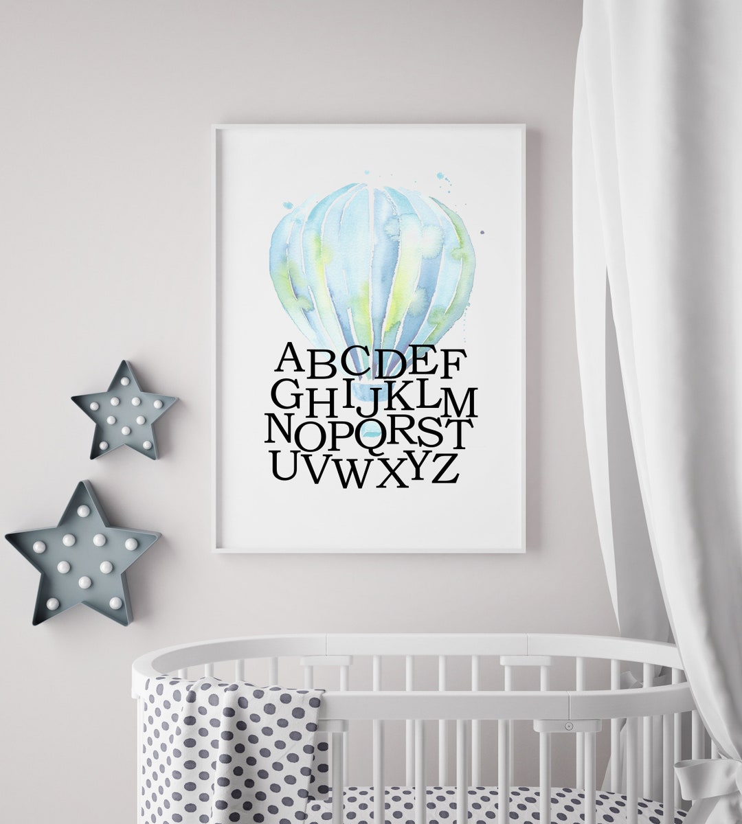 Blue Hot Air Balloon Alphabet Digital Download Decor Kids - Etsy