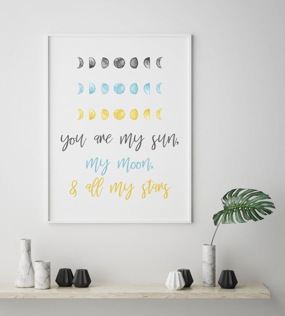 Moon Phases Quote Framed Print Custom Wall Art Home - Etsy