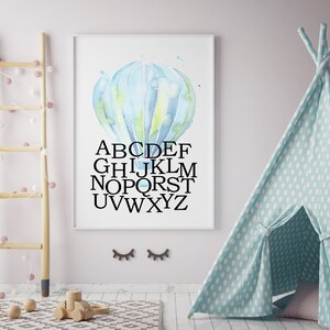 Blue Hot Air Balloon Alphabet Digital Download Decor Kids - Etsy