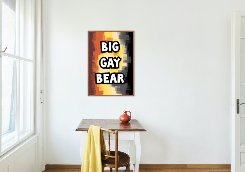 Big Gay Bear Art Bear Flag Artwork Hairy Guy Lover Older Bears for ...
