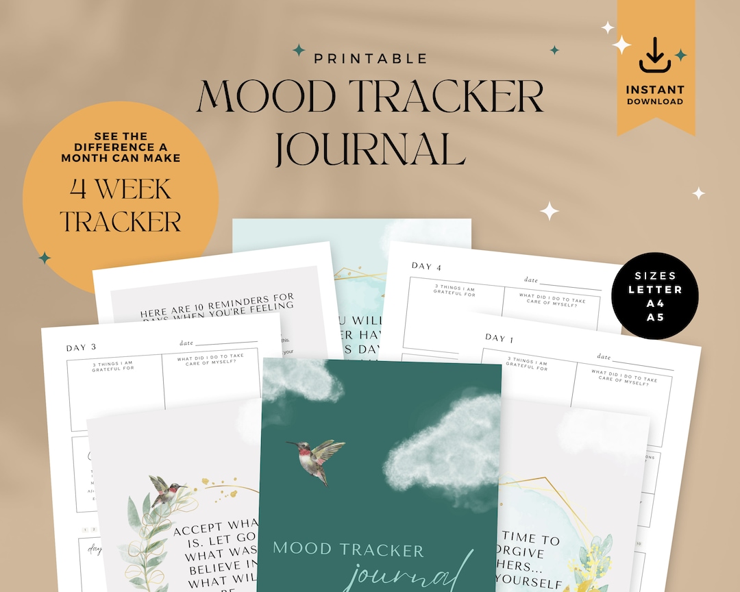 Printable Mood Tracker Journal, Daily Mood Tracker, Mood Journal, Mood ...