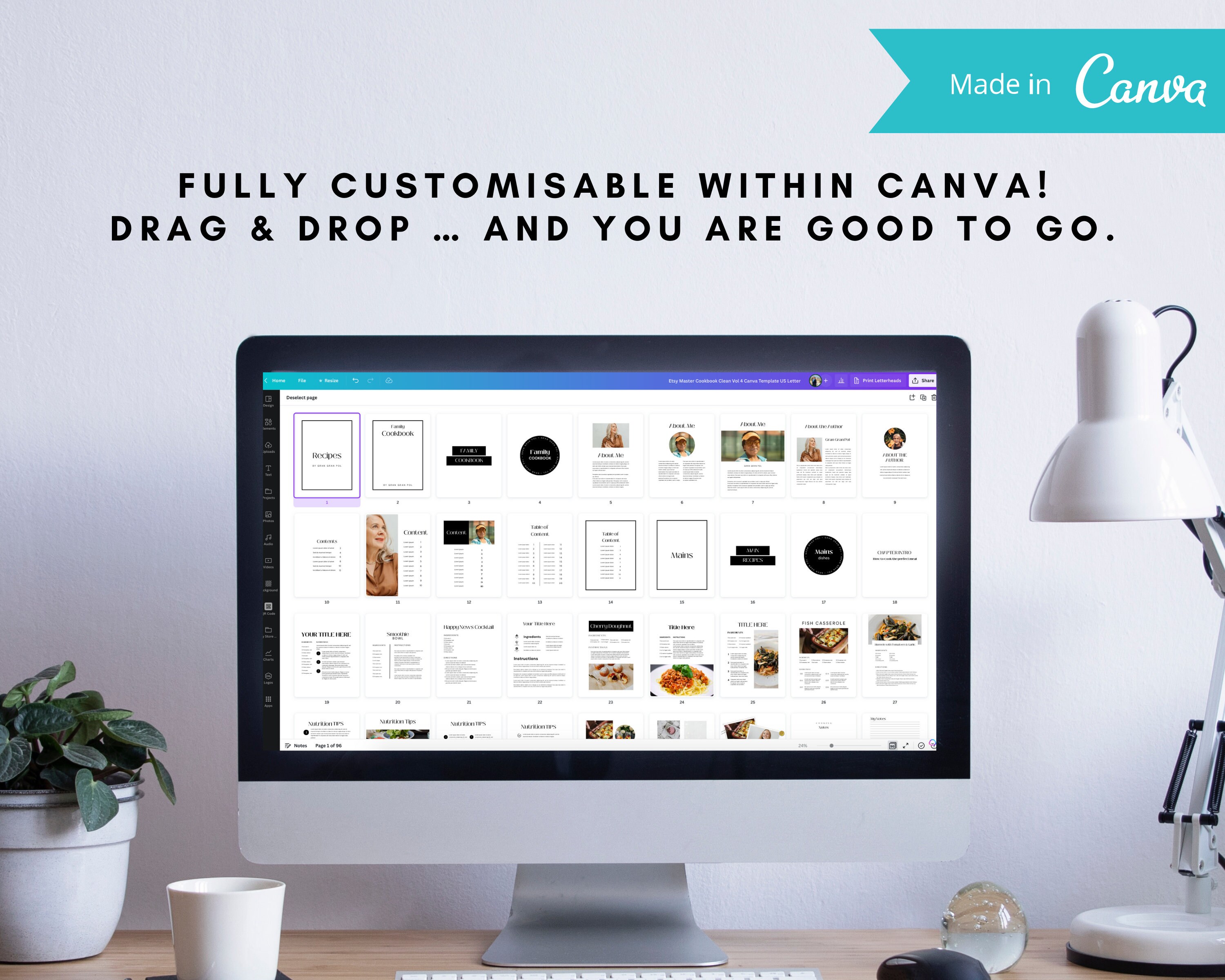 Modern Cookbook Creator Canva Template, Recipe Template, Birthday Gift ...