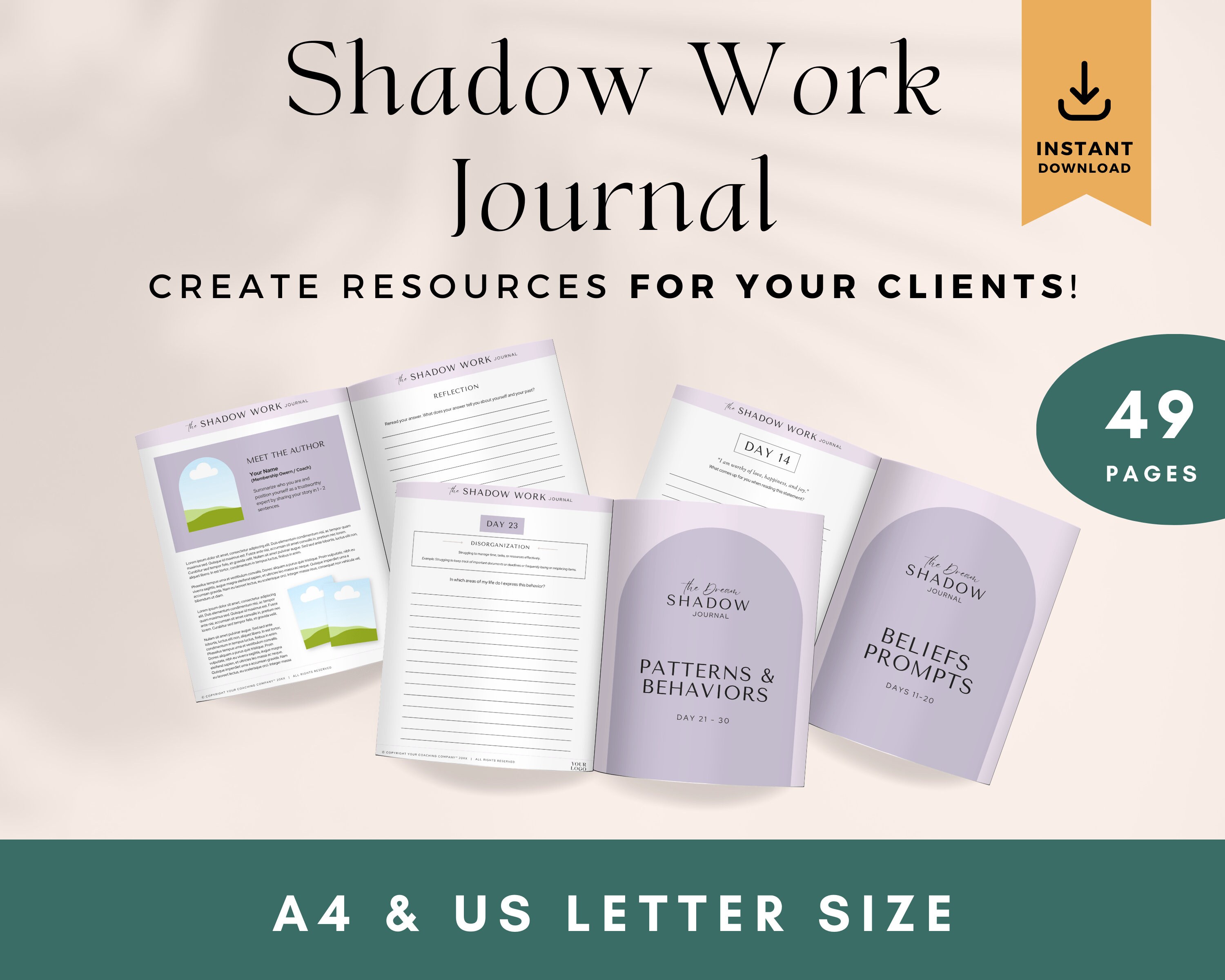 Editable Shadow Work Journal Clients Can Use as a Mental Health and ...