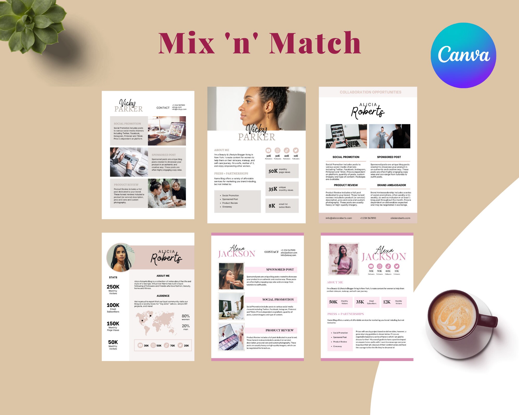 Media Kit Canva Template Instagram Media Kit 2 Page Sheet Template ...