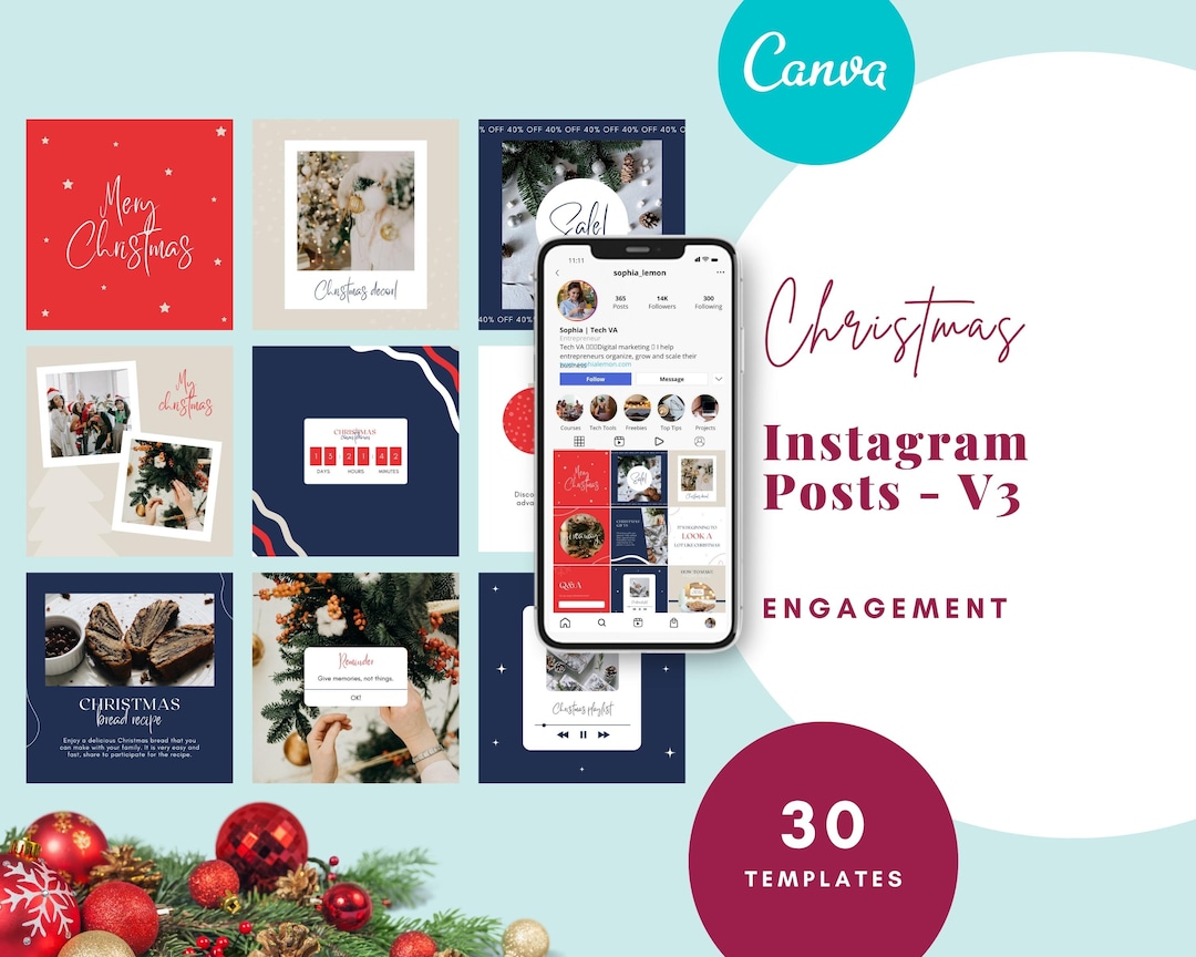 Christmas Engagement Posts, Social Media Content, Canva Instagram ...