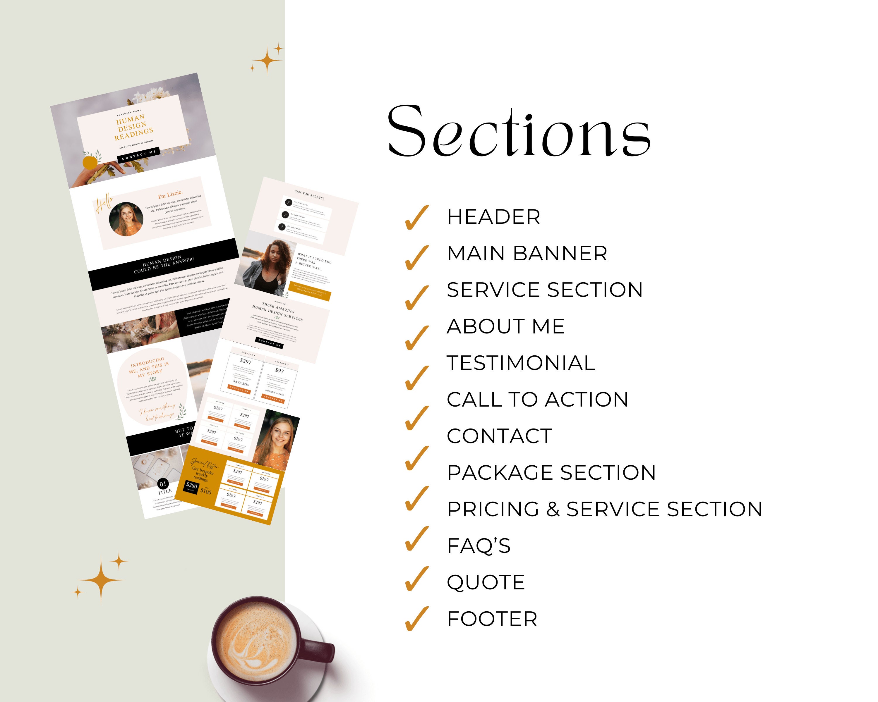 Human Design Reading Website Template Canva for Coach, Spiritual Based ...