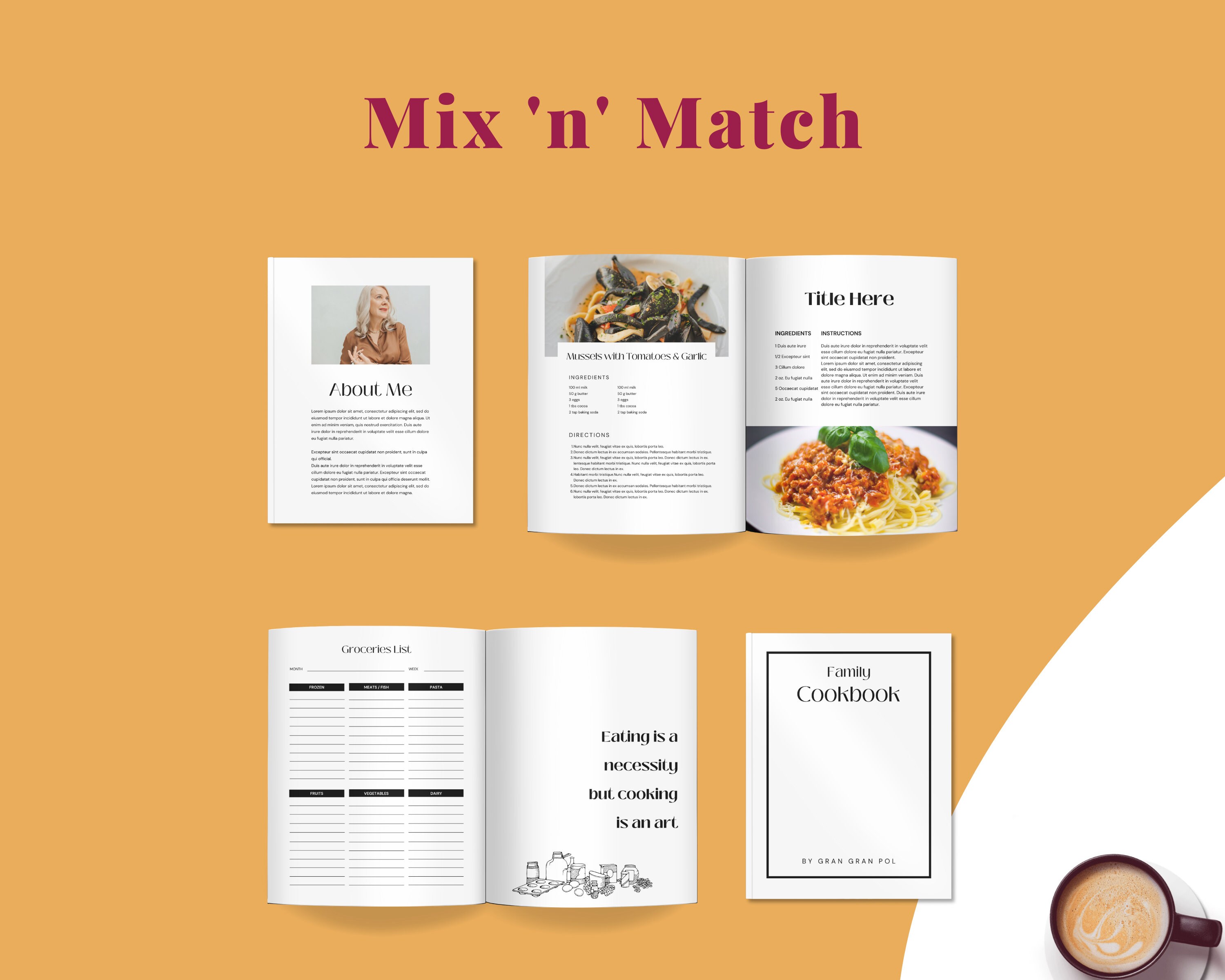 Modern Cookbook Creator Canva Template, Recipe Template, Birthday Gift ...