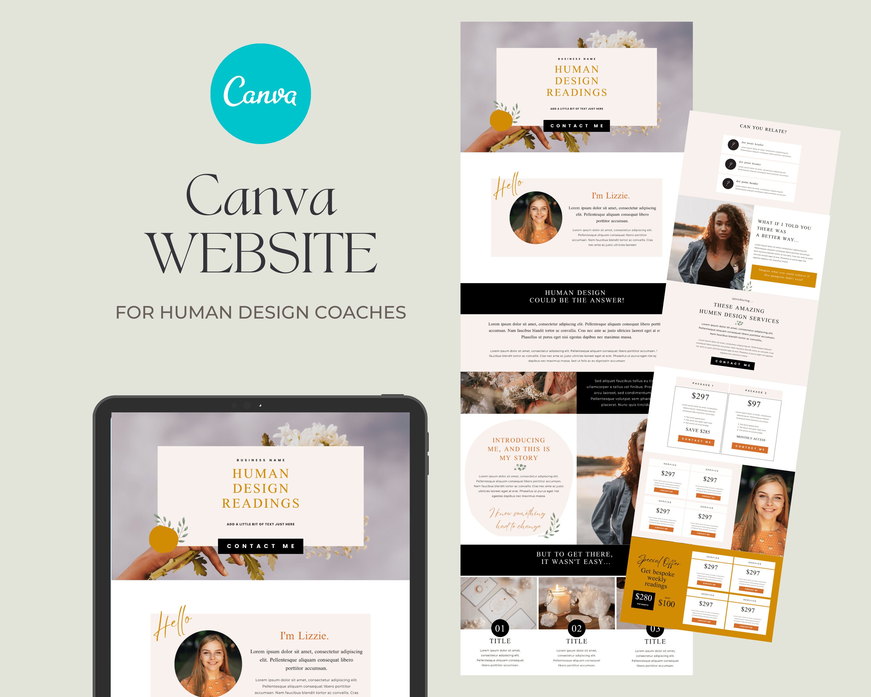 Human Design Reading Website Template Canva for Coach, Spiritual Based ...