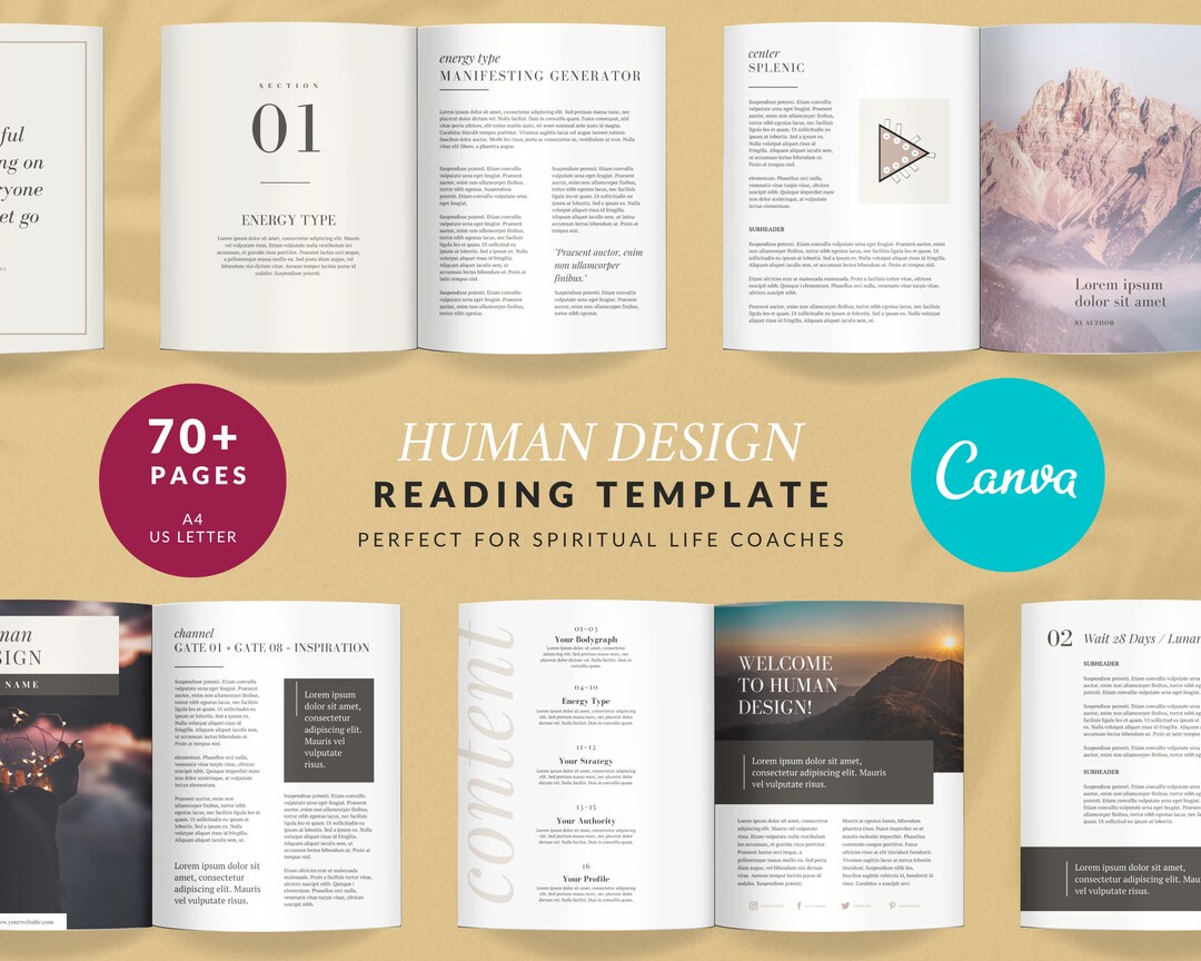 Canva Human Design Reading Template | Boho Coach Resource | Bodygraph ...