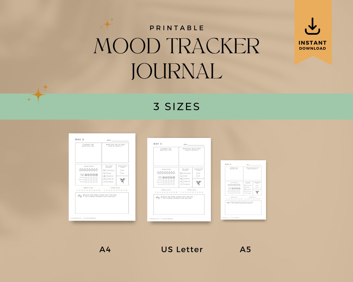 Printable Mood Tracker Journal, Daily Mood Tracker, Mood Journal, Mood ...