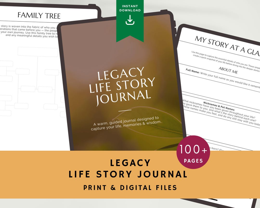 Legacy Life Story Journal | Guided Prompts | Printable & Digital Memory ...