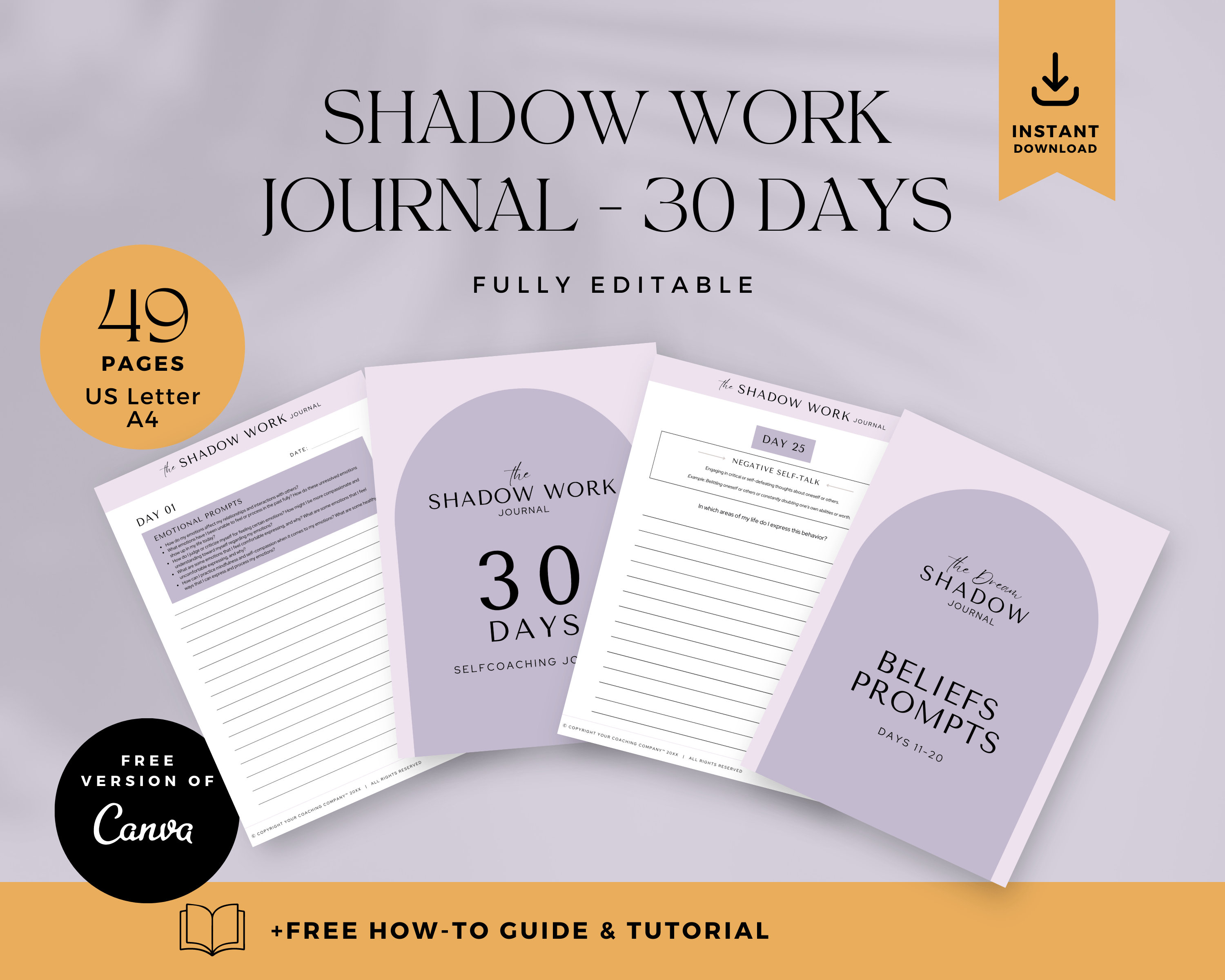 Editable Shadow Work Journal Clients Can Use as a Mental Health and ...