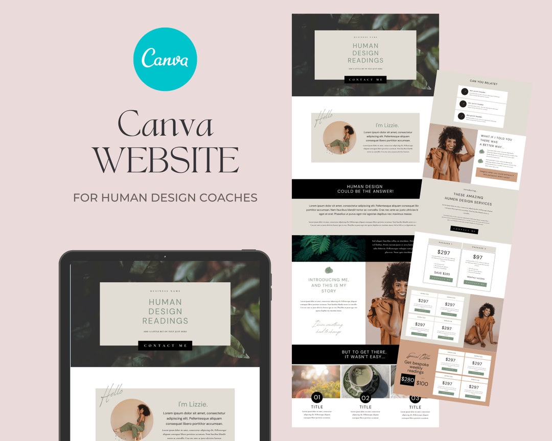 Human Design Coach | Canva Website Template | Botanical Theme (instant ...