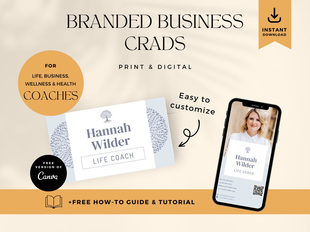 Life Coach Personalised Business Cards Double Sided Canva Template ...