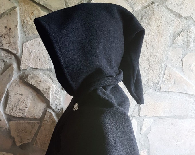 Big Handwoven Skjoldehamn Inspired Hood in Black Wool - Etsy Sweden