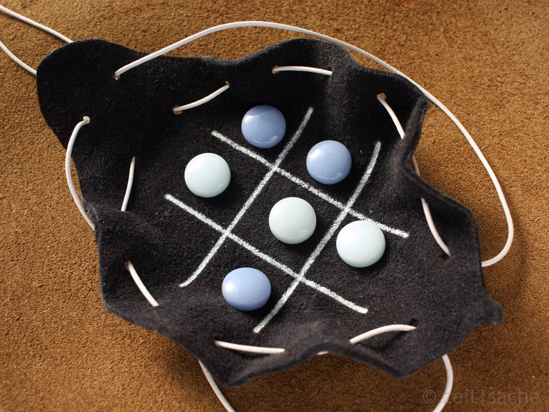 Tic Tac Toe Game Mini Blue in a Leather Bag. Medieval - Etsy